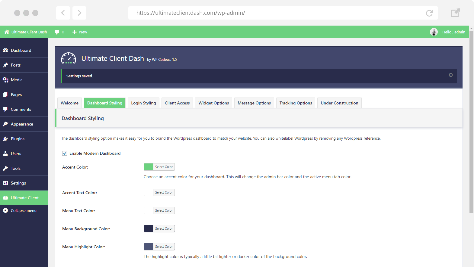 Wordpress Customize Login Page And Dashboard Ultimate Client Dash